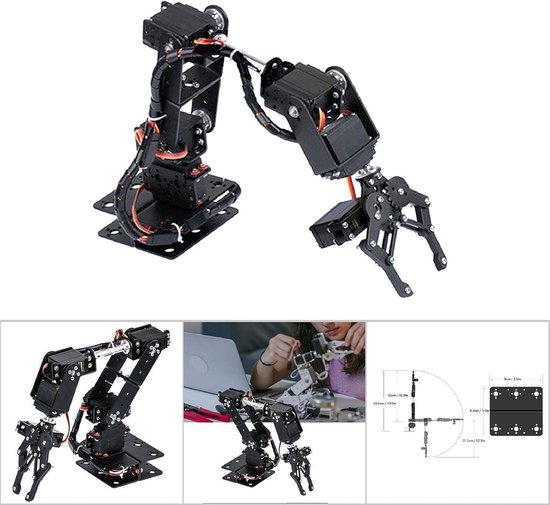 6DOF Robot Mechanische Arm Kit, Programmeerbare Robothand met 6 Servo ...