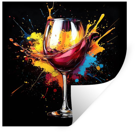 Muurstickers - Sticker Folie - Wijn - Glas - Graffiti - Borrel - Rood ...