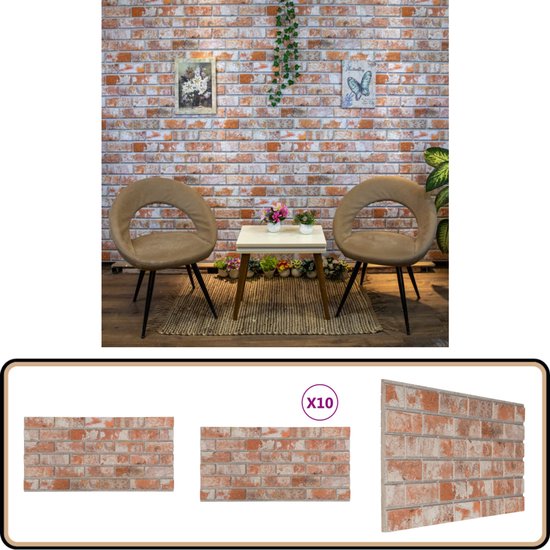 vidaXL Wandpanelen 3D Rode Baksteen - Set van 10 3D Wanddecoratie ...