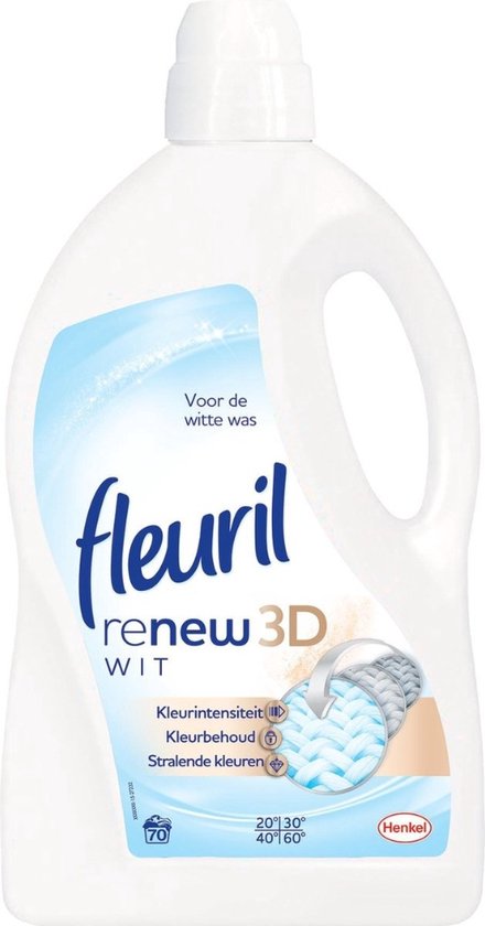 Fleuril - Renew 3D - Vloeibaar Wasmiddel - Witte Was - 70 Wasbeurten ...