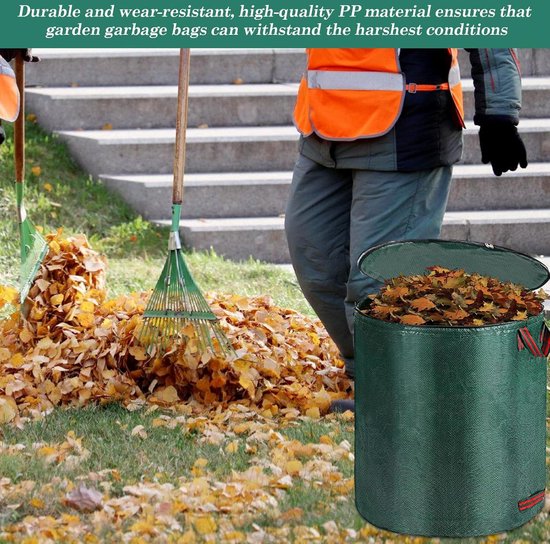 Tuinafvalzak 3 stuks 120 liter - zelfstaand en opvouwbaar - groene ...
