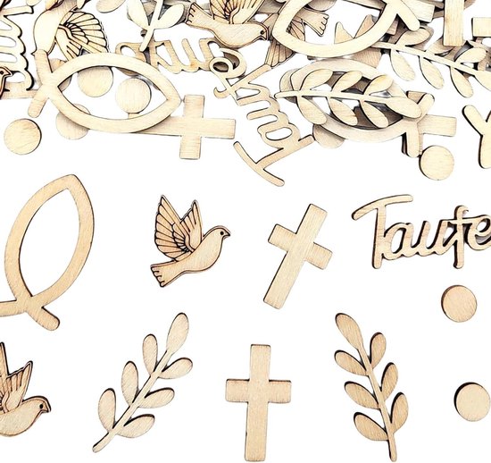 Doopconfetti van hout - 100 stuks tafeldecoratie en knutselen voor doop ...
