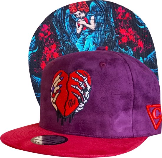 Capiche® Snapback Pet Heren – Redder – Donkerpaars Suède & Rood Suède ...