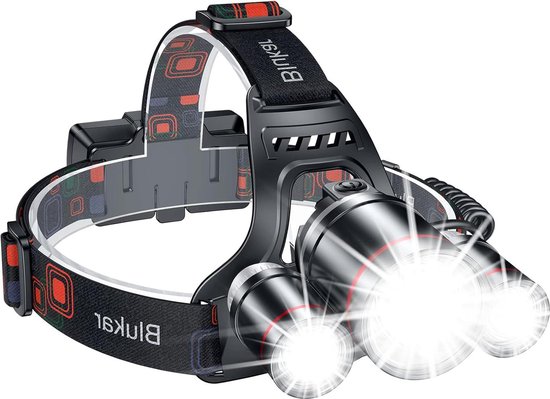 Oplaadbare Hoofdlamp - 6000L Superhelder - Waterdicht - 1 stuk - Zwart - LED | bol