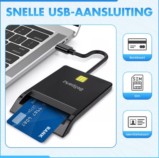 BeSparkz kaartlezer identiteitskaart belgie - eID Kaartlezer USB A & C ...