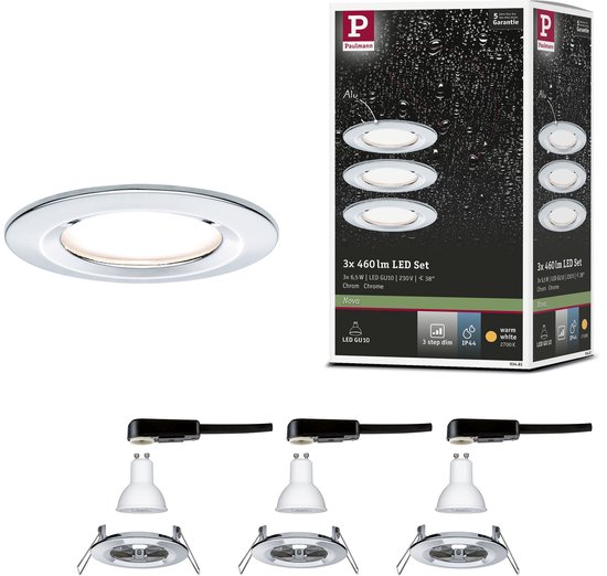 LED-inbouwlamp 3-Step-Dim Nova Basisset star IP44 rond 78mm GU10 3x6,5W ...