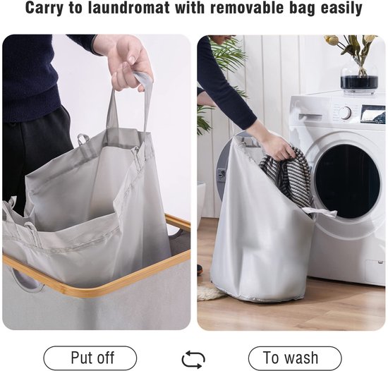 YOUDENOVA Wasmand met deksel, 85 liter, wasverzamelaar, smal, met waszak, opvouwbare... | bol