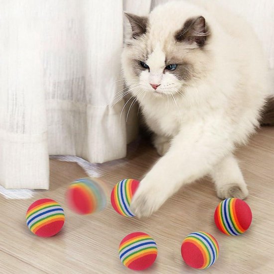 Soft Balls Interactive Cat Toy Ball - 24 Pieces, Colourful Foam Balls ...