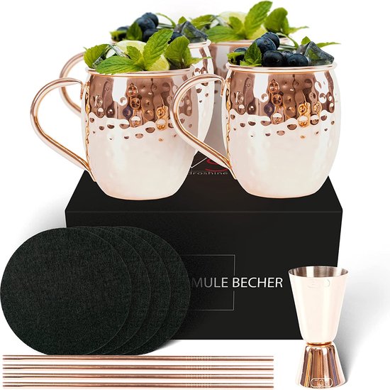Moscow Mule Moscow Mule Mokken Set van 4 - Moscow Mule koperen bekers ...
