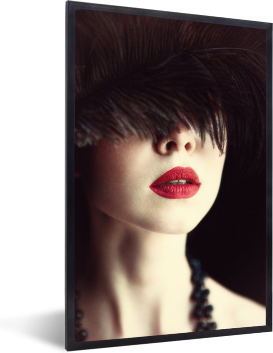 Fotolijst incl. Poster - Vrouw - Lippen - Rood - Portret - 80x120 cm ...