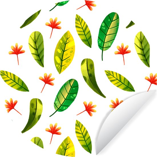WallCircle - Muurstickers - Behangcirkel - Jungle - Kleuren - Bladeren - 120x120 cm -... | bol.com