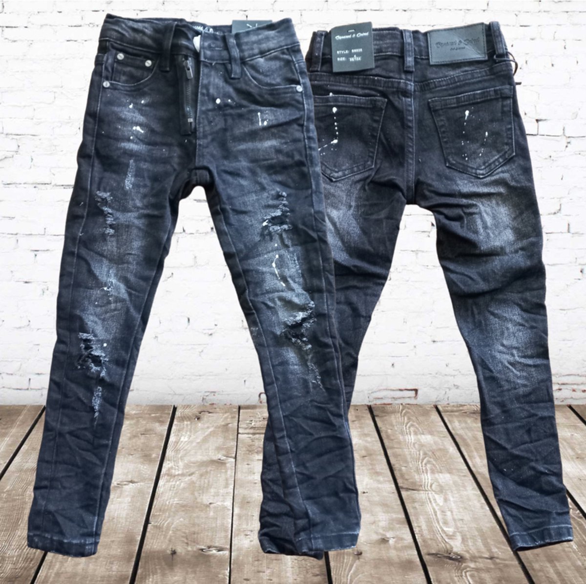 Zwarte jeans met spetters SN828 -s&C-110/116-spijkerbroek jongens | bol.com