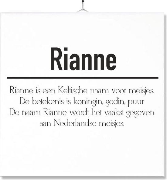 Tegel Met Opdruk | Betekenis | Kado | Cadeau | Met Naam - Rianne | bol