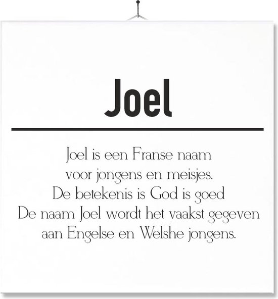 Tegel Met Opdruk | Betekenis | Kado | Cadeau | Met Naam - Joel | bol