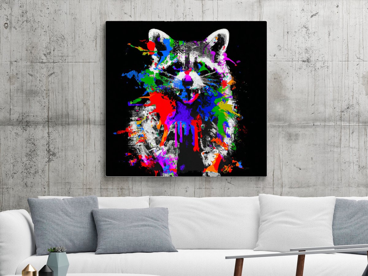 Ratchet Raccoon Riot kunst - 60x60 centimeter op Canvas | Foto op ...