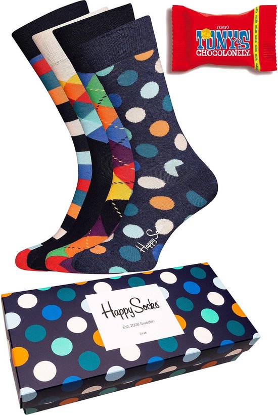 Happy Socks Gift Box - 4 paar sokken en een (tiny) Tony's Chocolonely ...