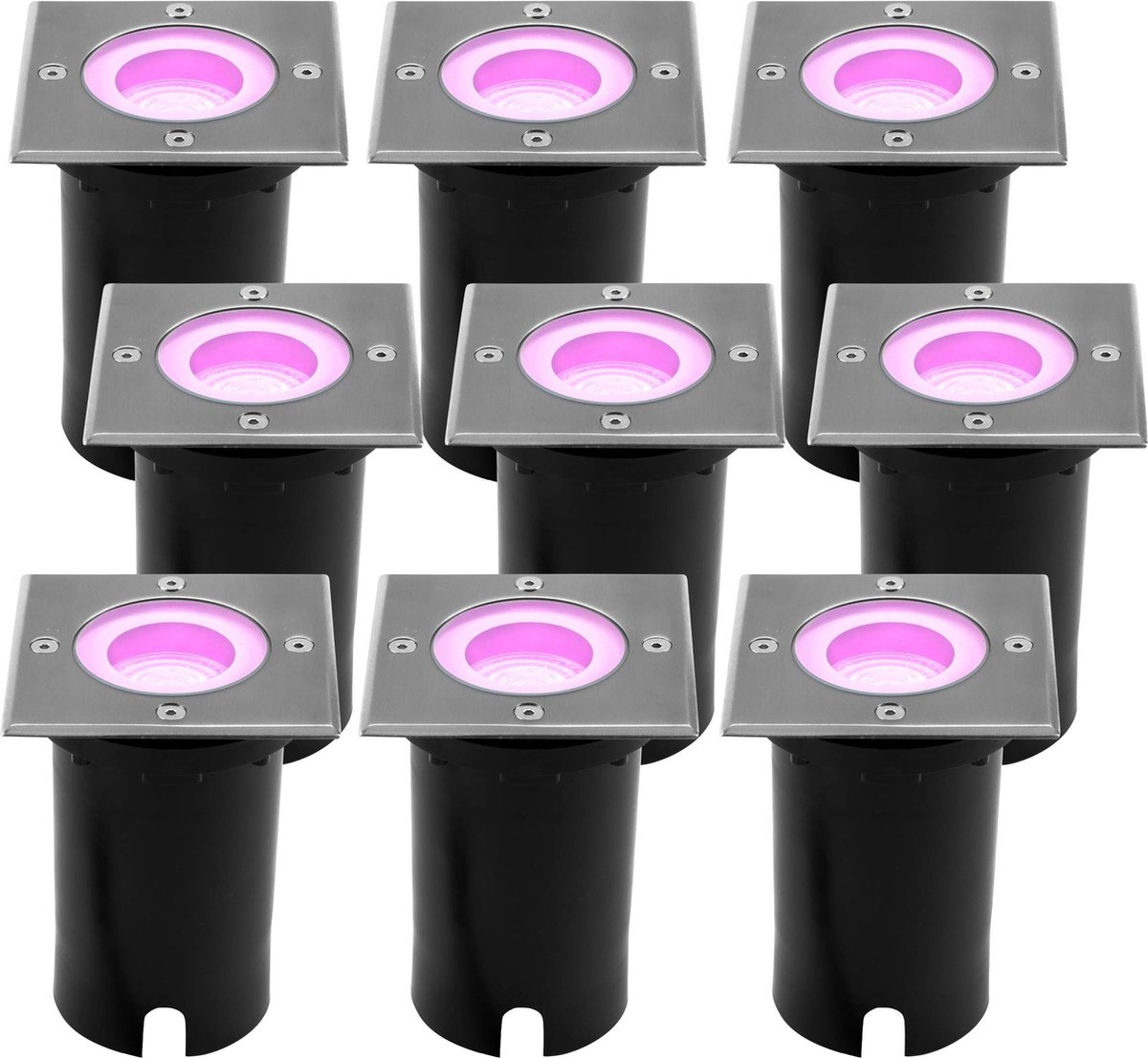 Ledvion Set van 9 SMART Inbouwspots, vierkante LED inbouwspot, RVS ...