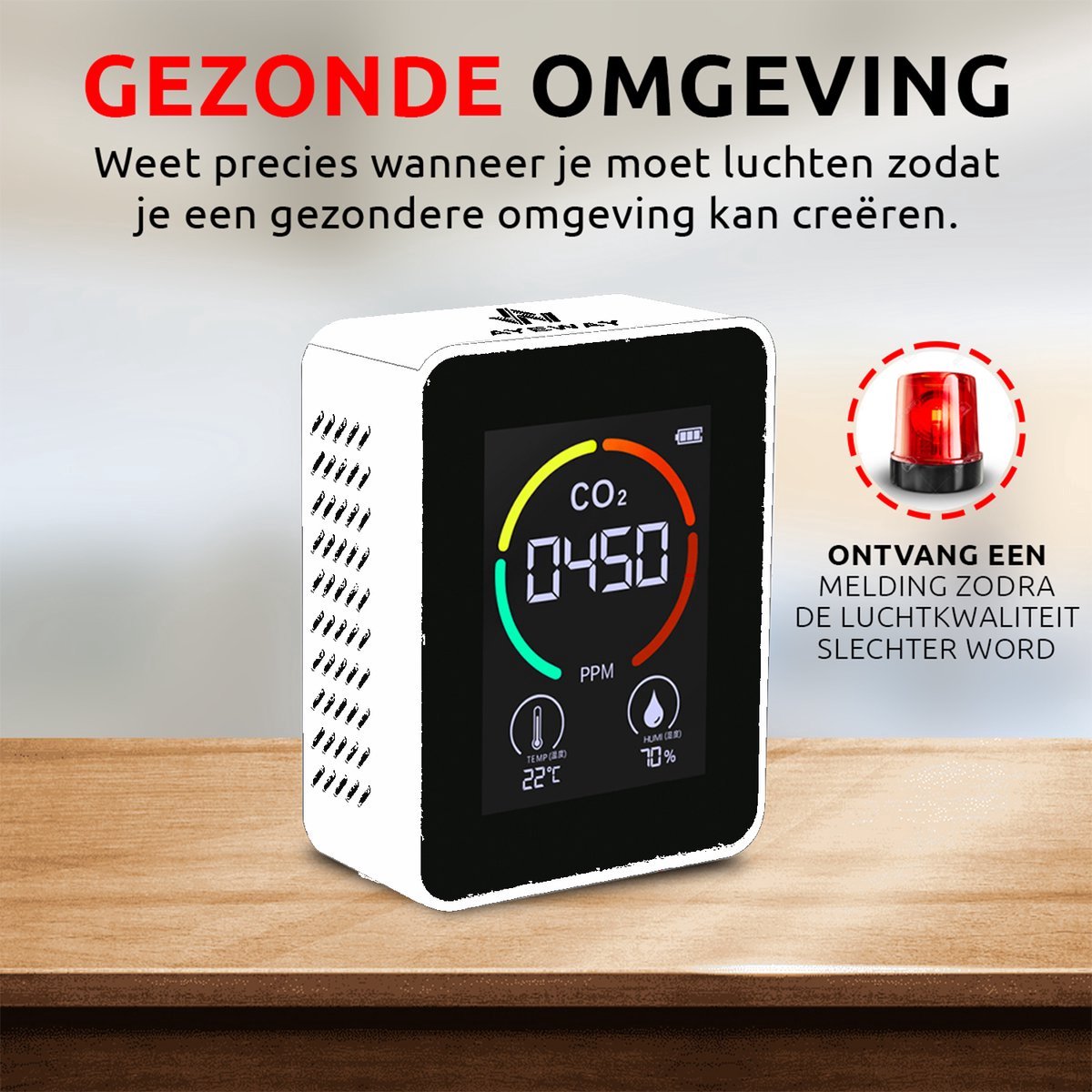 SolHouse 3 in 1 CO2 Meter - CO2 meter - Luchtkwaliteitsmeter - CO2 meter binnen -... | bol