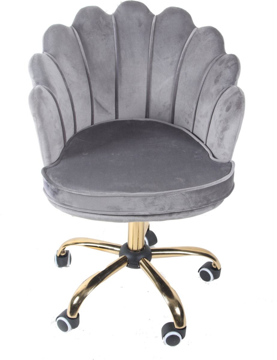 Velvet Shell Bureaustoel Donkergrijs/Antraciet met Goudkleurig ...