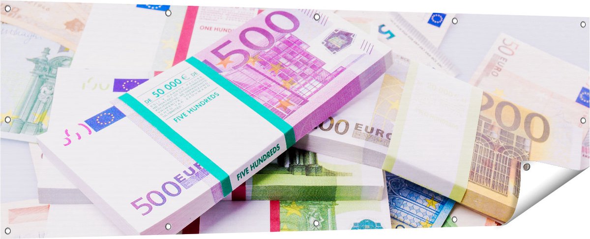 Gards Tuinposter Euro Geld Briefjes - Stapels - 180x60 cm - Tuindoek ...