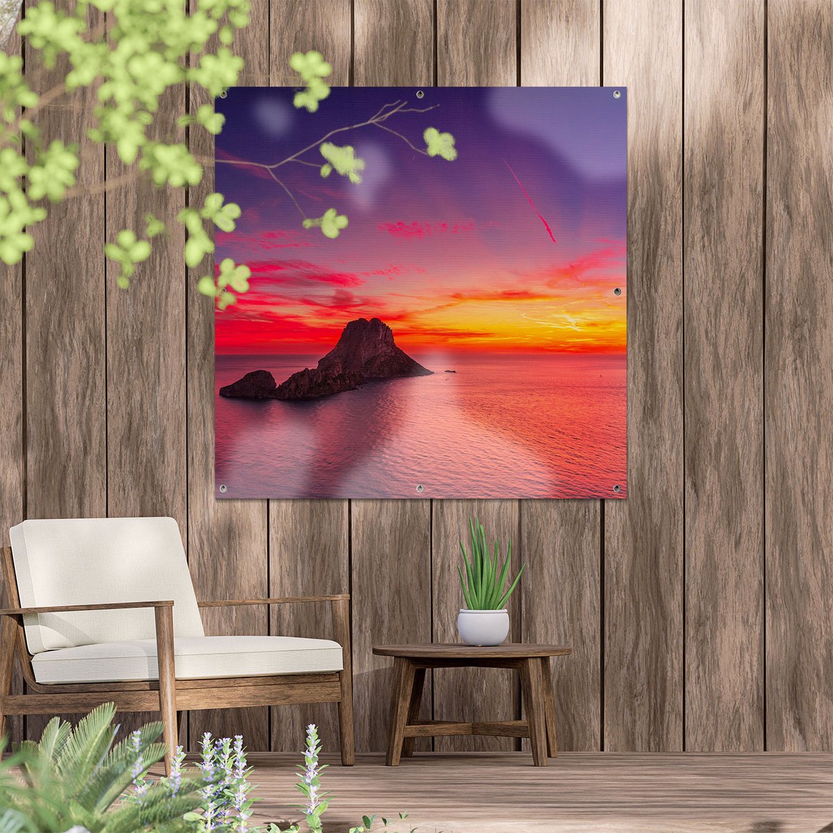 Gards Affiche de jardin Ibiza Rocks Island at Sunset - 100x100 cm ...