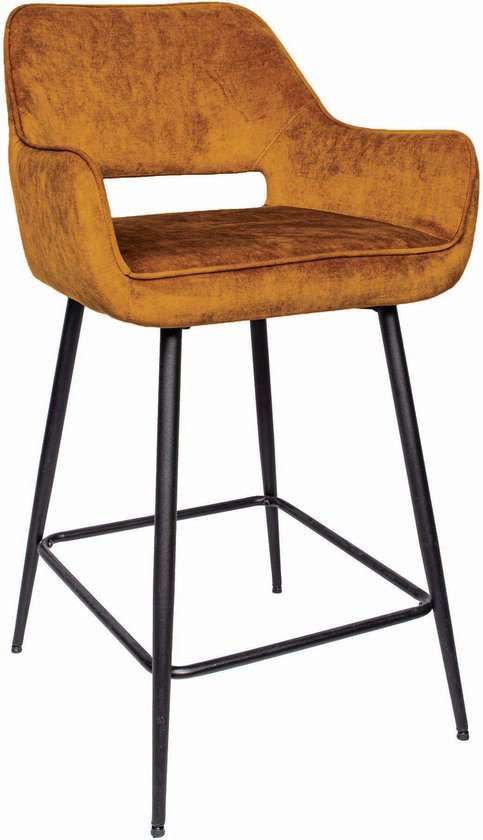 PTMD Fal LOW Velvet Rust bar stool black metal leg | bol