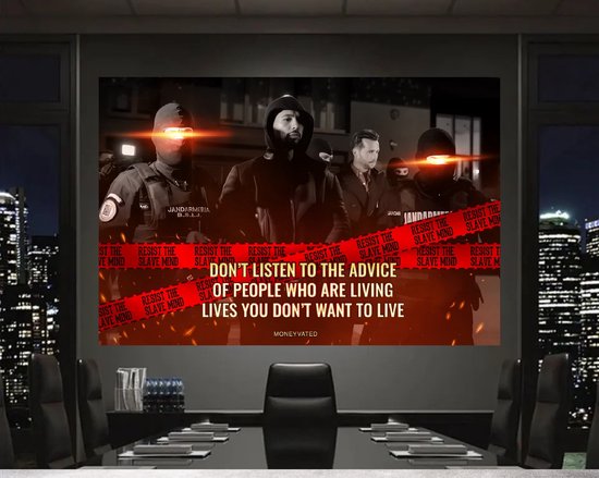 Resist the Slave Mind - Andrew Tate - Canvas Met Zwarte Baklijst ...
