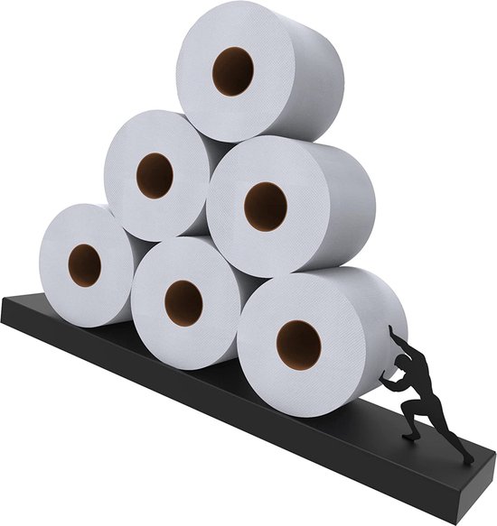 FLOATING SHELF TOILETROLL HOLDER - Gekantelde matzwarte ...