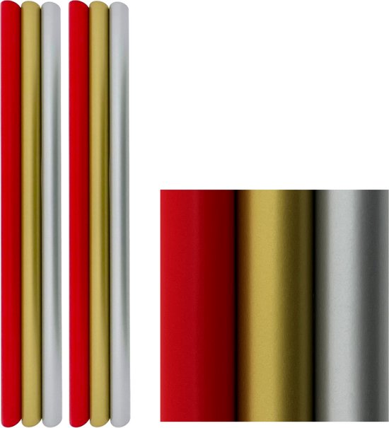Triple Color Cadeaupapier - 80 grams Gecoat Papier - Rood Zilver Goud ...
