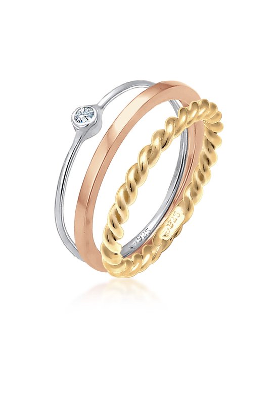 Elli Dames Ring Dames Set eenzaam met kristal gedraaid in 925 sterling ...