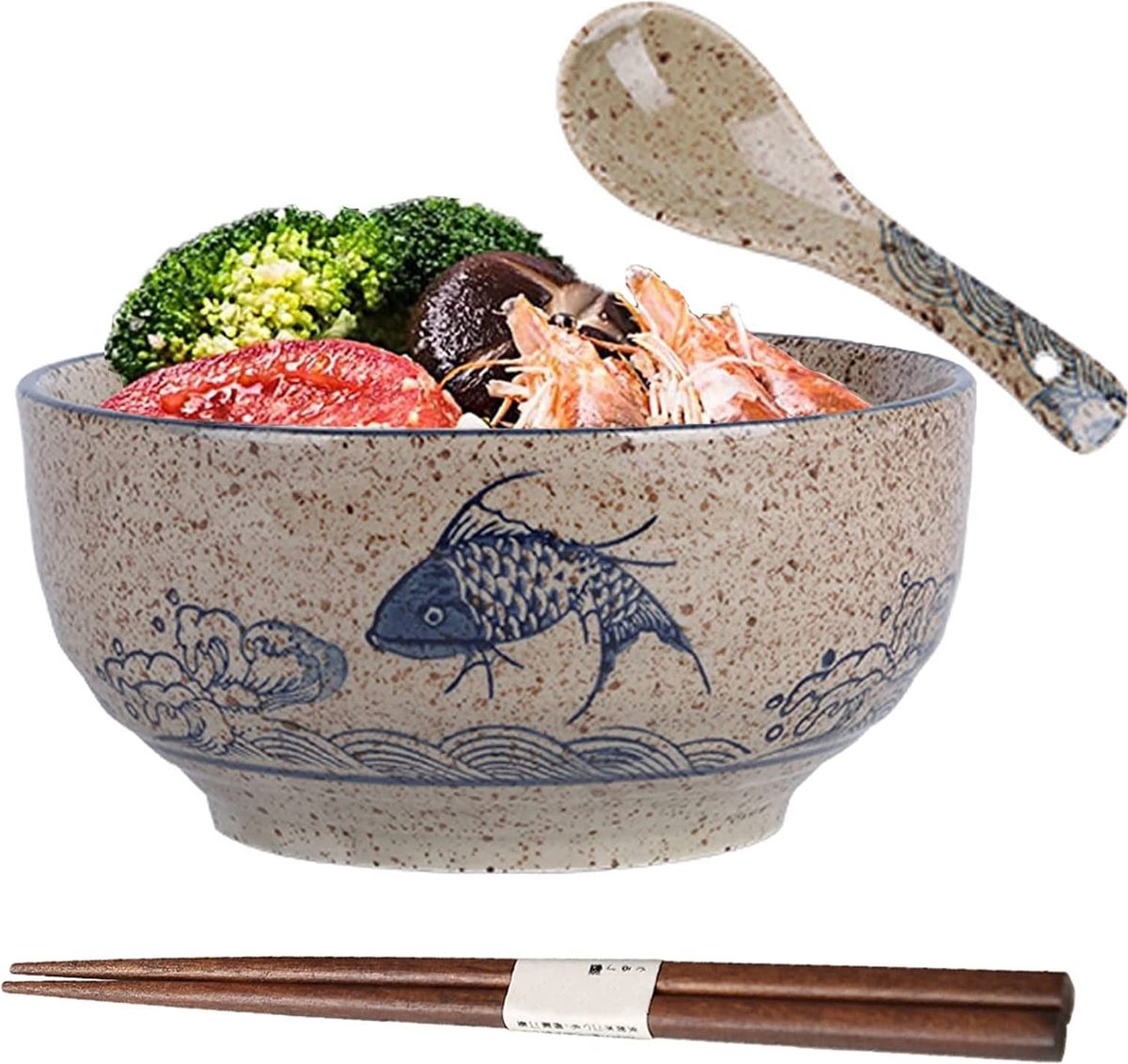 Ramen kom, Japanse kom keramiek, Ramen kom set, Ramen Bowl met lepel ...