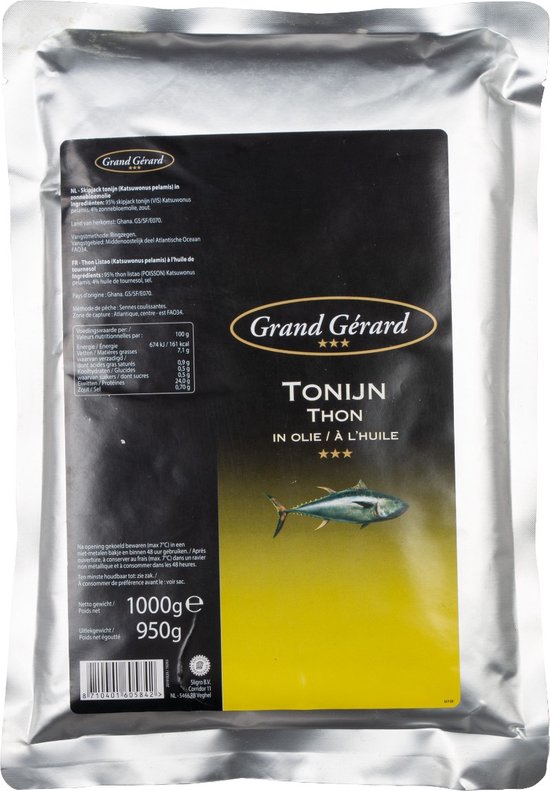 Grand Gérard Skipjack tonijn stukken in zonnebloemolie - Zak 1 kilo | bol