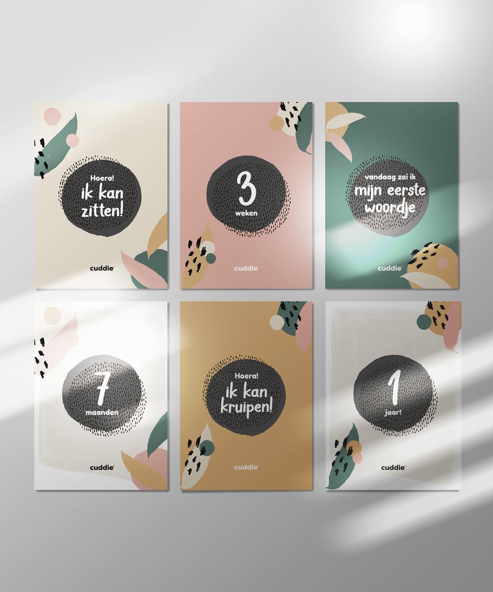 Cuddie Mijlpaalkaarten Baby Set - 32 Milestone Cards - 16 dubbelzijdige ...
