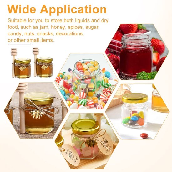 20 stuks mini glazen honingpotjes met houten pollepelschroef potjes 45 ...