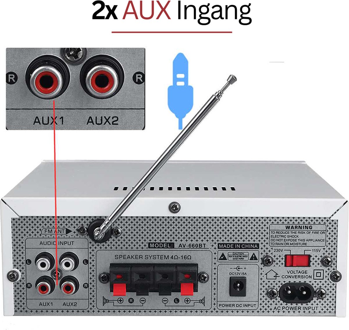 Sunbuck Audioversterker – Stereo Versterker Met Bluetooth – Audio ...