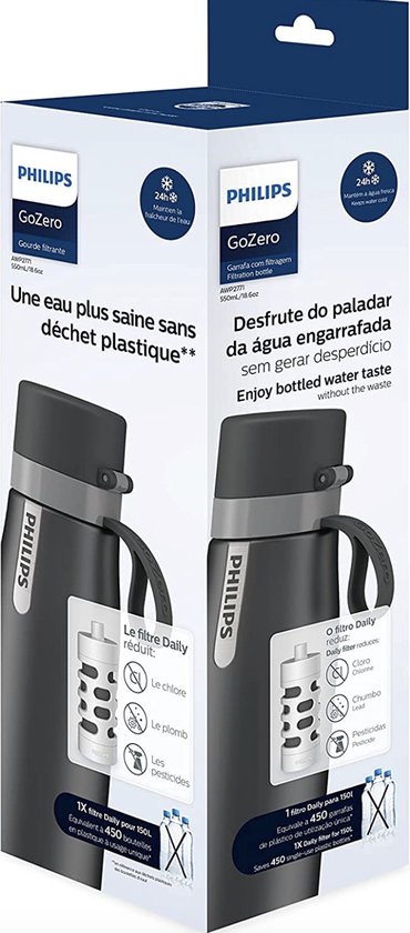 Philips Water - Waterfilterfles Go Zero, model Daily thermoskan, houdt ...