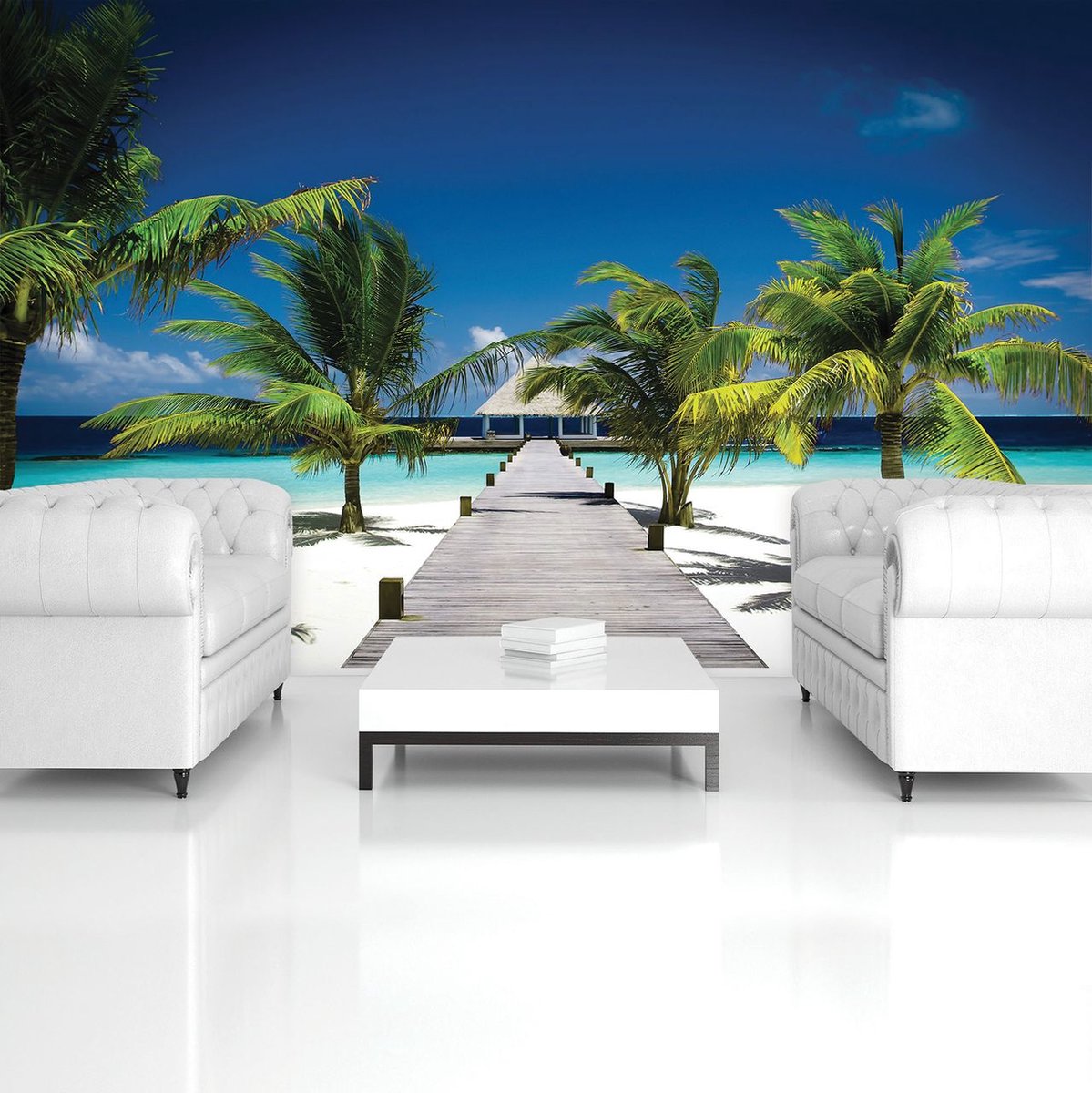 Fotobehang - Vlies Behang - Strandhuis in de Malediven - 254 x 184 cm ...