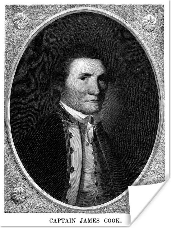 Poster tekening van een James Cook in een lijst - 120x160 cm XXL | bol.com