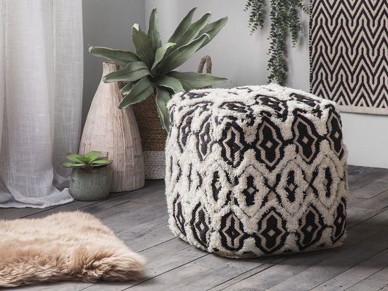 Beliani ORAI - Poef - Zwart - Wol | bol.com