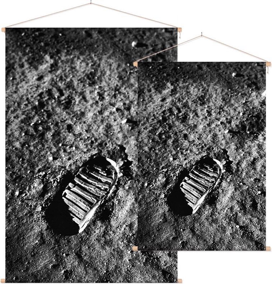 Apollo 11 lunar footprint (maanlanding) - Foto op Textielposter - 90 x ...
