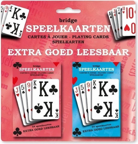 Verhaak Speelkaarten Bridge 9 X 6 Cm Karton Rood/blauw 2 Sets | Games ...