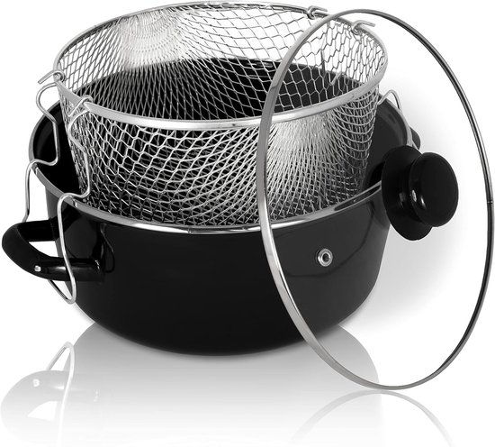 Frites-pan met zeefinzet en glazen deksel - 24 cm - ideaal voor ...