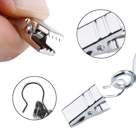 40 stuks gemonteerd met zware haak klem set metalen gordijn klem voor ...