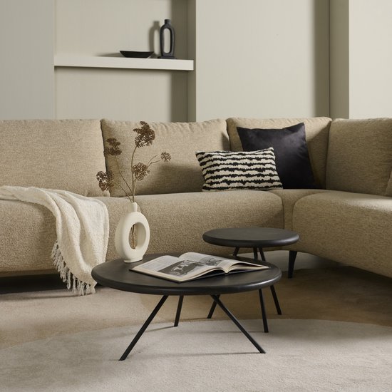 Salontafel Pinto - Mortex / Metaal - Zwart - 70x30x70 cm (BxHxD ...