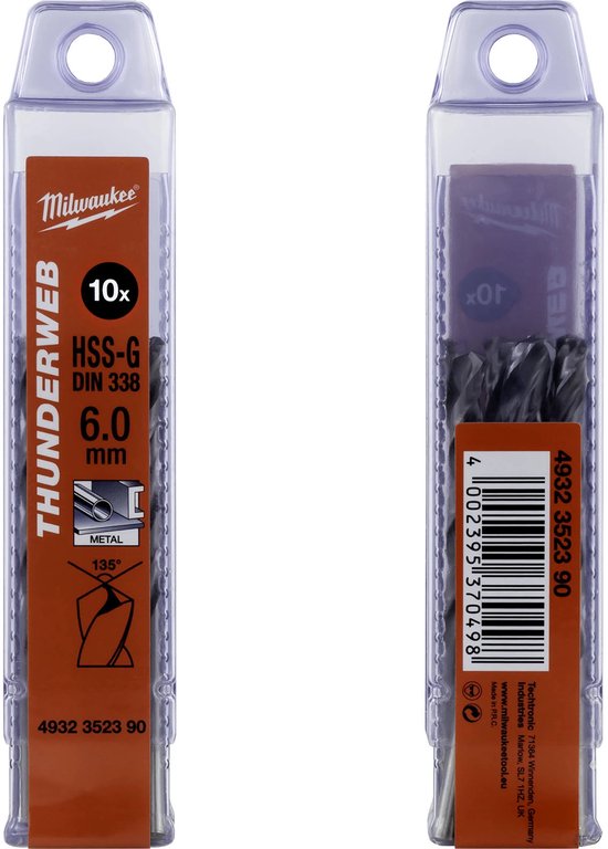 Milwaukee THUNDERWEB - Metaalboren DIN 338 - 5 en 10 stuks TW 6,0 x 93 ...