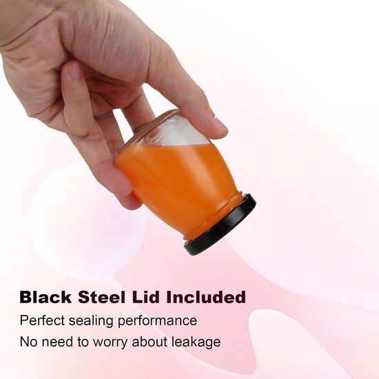 Inovra - Set van 20 glazen potjes van 100 ml met zwarte deksels voor ...