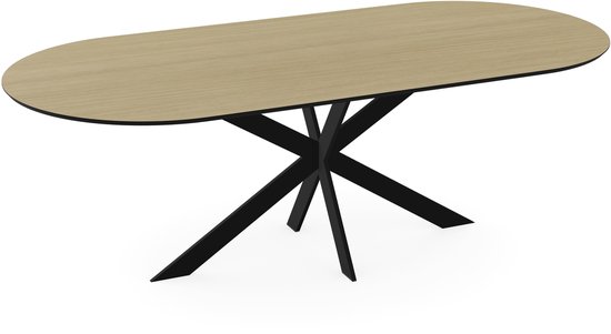 Melamine eettafel eiken licht - Plat ovaal - Matrix ultra dun onderstel ...