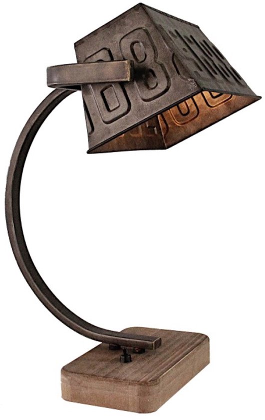 Various Tafellamp – Industrieel Design – Black Steel – Hout & Metaal ...