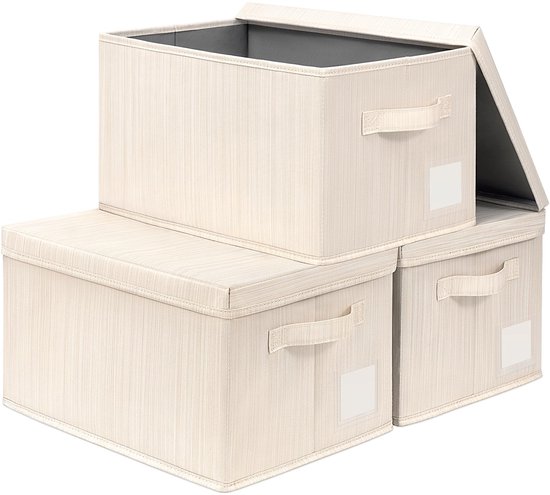 Ibenzoa® Robuuste Opbergoplossing: Set van Drie Opbergdozen met Canvas ...