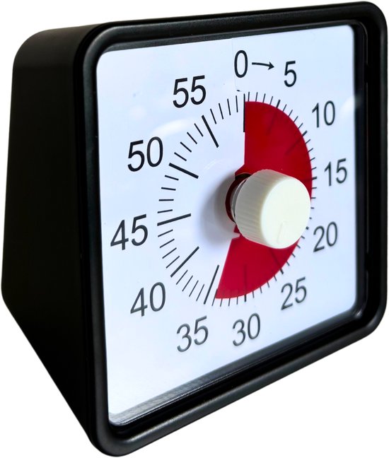 Jikkies ® - Time Timer - Aftelklok - 60 minuten - Zonder Tik - Zwart | bol